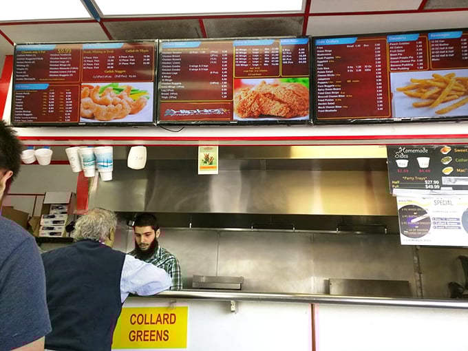 Where decisions are made and cravings are satisfied. That "COLLARD GREENS" sign is practically calling your name.