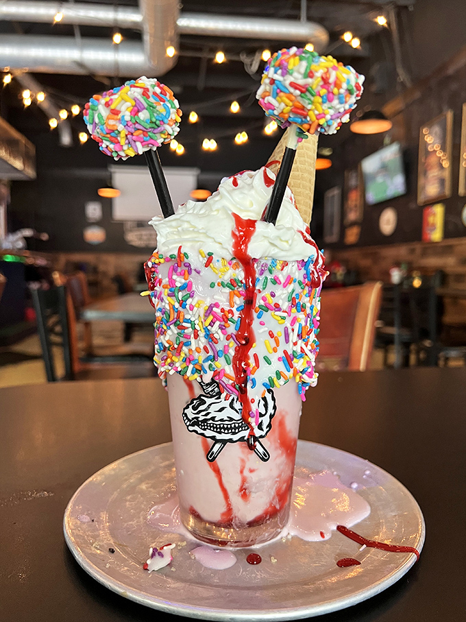 Dessert or work of art? This sprinkle-encrusted shake topped with cookie pops isn't just a treat&mdash;it's an Instagram celebrity waiting to happen.