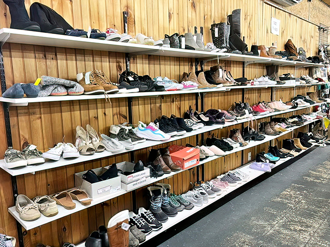 The shoe selection rivals department stores in variety but beats them handily in price&mdash;from casual sneakers to dressy options, all neatly arranged.