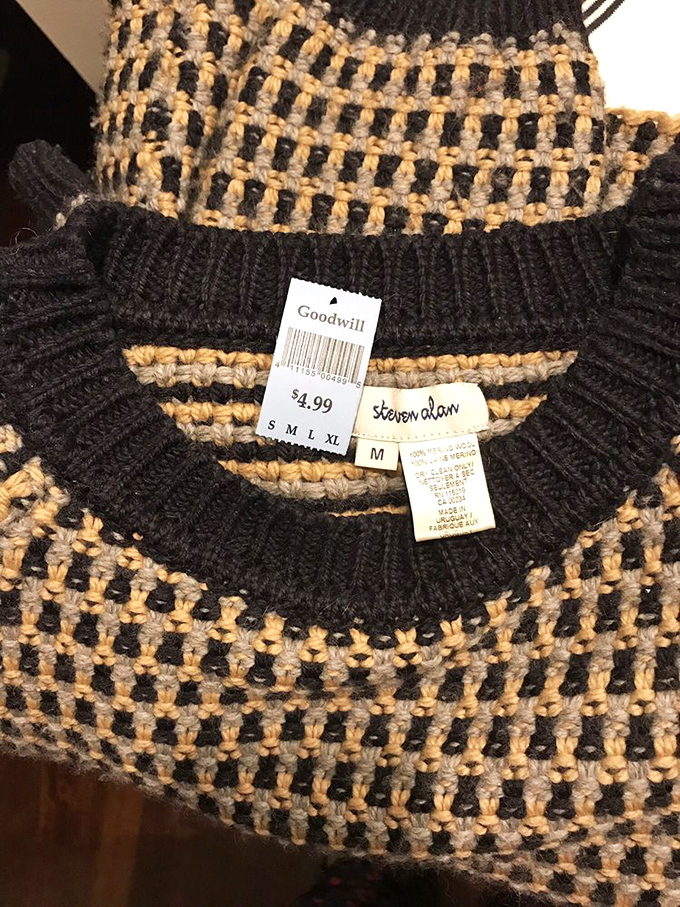 A Steven Alan sweater with original tags still attached&mdash;the thrifting equivalent of hitting a home run on your first swing.