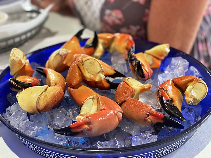 Stone crab claws on ice&mdash;nature's perfect finger food presented with the respect these seasonal delicacies deserve. Crack, dip, savor, repeat.