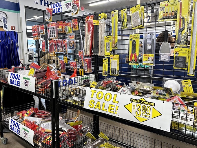 DIY dreams come true in the tool section. Weekend warriors and professional tinkerers alike find budget-friendly implements for projects both practical and whimsical.