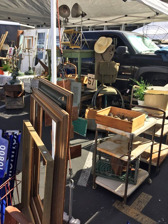 A carefully curated corner of nostalgia where picture frames meet military canteens. Every object here has lived a previous life.