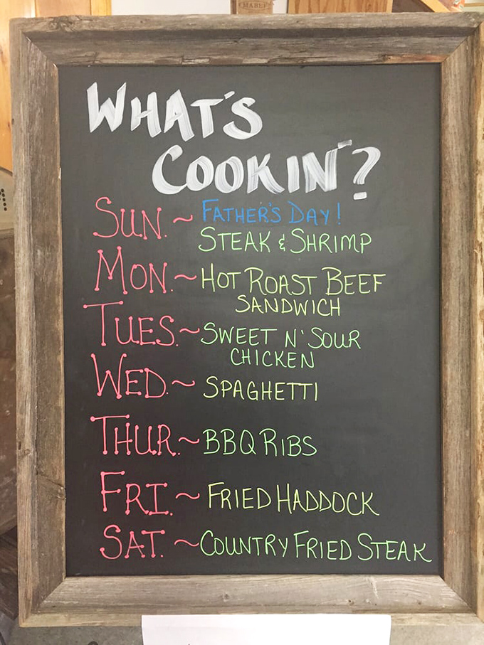 The weekly specials board reads like a comfort food calendar. Friday's fried haddock might be worth planning your week around.