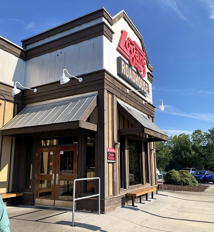 Logan's wooden exterior and metal awnings &ndash; like the steakhouse equivalent of your favorite broken-in boots.