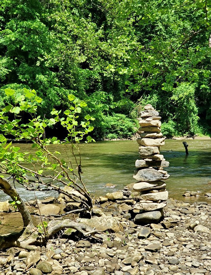Stone stacking along Slippery Rock Creek&mdash;where visitors create temporary sculptures that say "I was here" without a single Instagram hashtag.