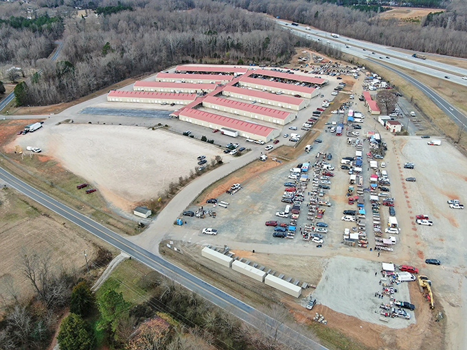 Bird's eye bargain view! This aerial shot reveals the impressive scale of Webb Road Flea Market&mdash;a small city dedicated to the art of the deal.