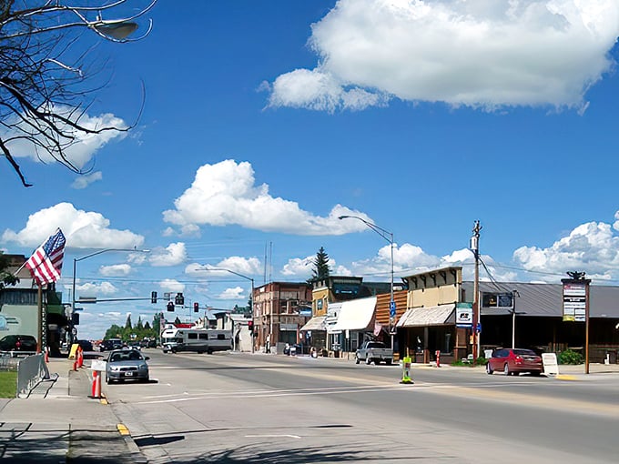 Main Street under the big Idaho sky &ndash; where clouds are entertainment and mountains are the ultimate status symbol. No filter needed on this slice of Americana.