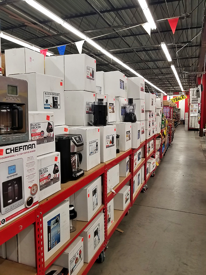 Coffee makers and kitchen appliances stand at attention like an army of bargain soldiers. Your kitchen upgrade is literally waiting in the wings.