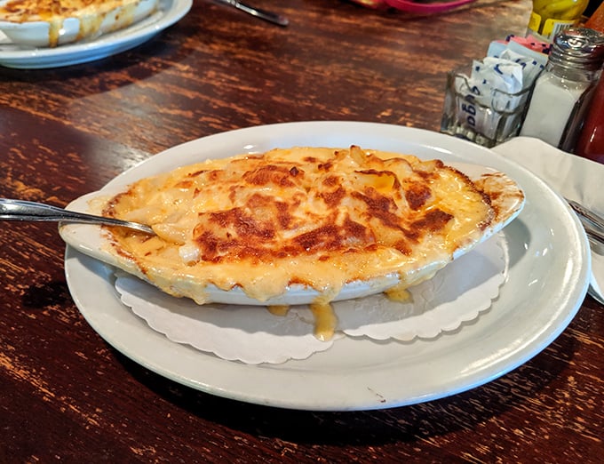 Mac and cheese elevated to an art form&mdash;golden, bubbling, and making a strong case for being classified as a legitimate love language.