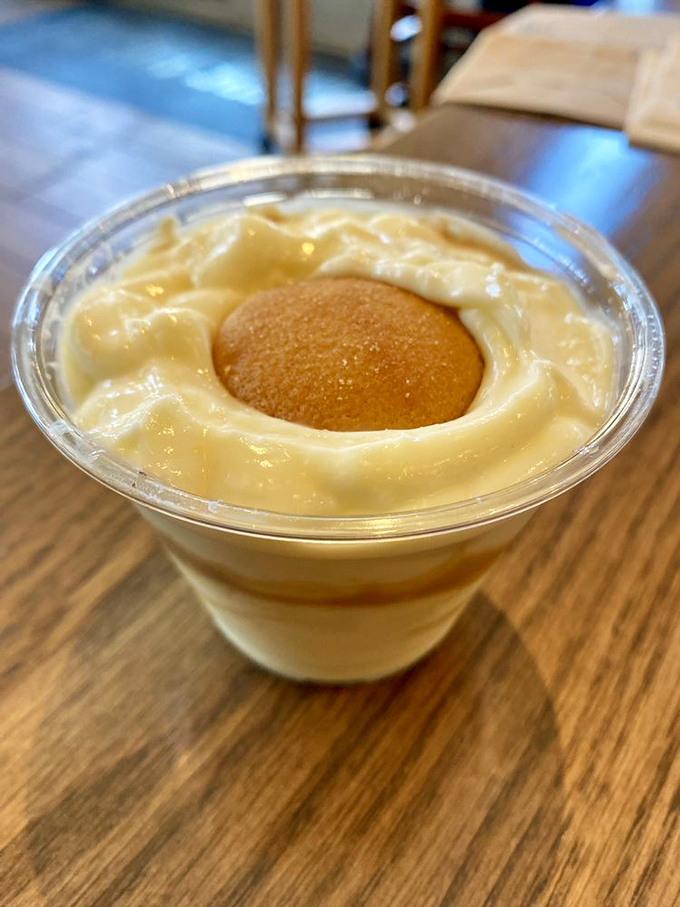 Banana pudding that doesn't just nod to Southern traditions&mdash;it embraces them in a bear hug. That cookie center is the surprise twist in a creamy story.