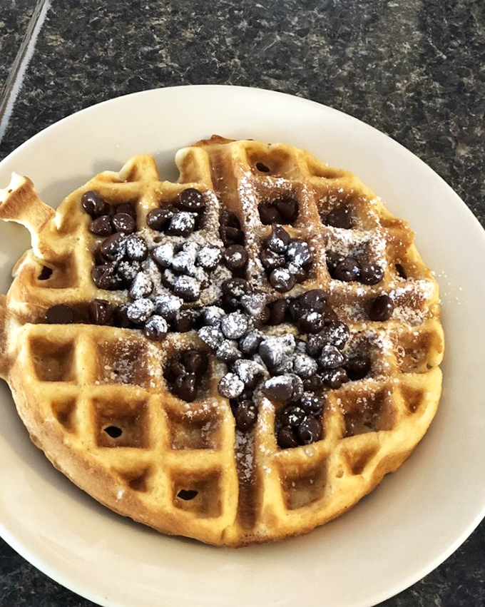 This Belgian waffle, topped with powdered sugar and blueberries, looks like it's ready for its Instagram moment&mdash;but you'll be too busy eating to post.