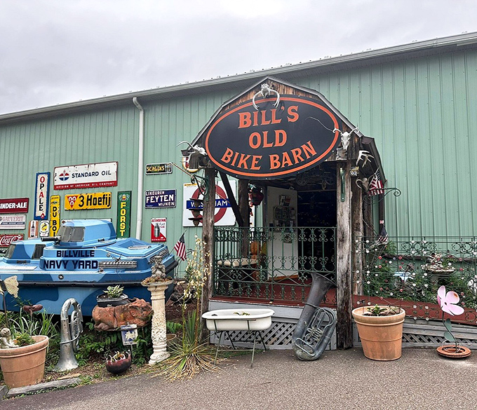 Bill's Old Bike Barn&mdash;where nostalgia comes with handlebars and every vintage sign tells a story from America's roadside past.