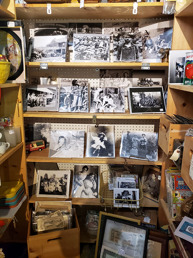 Black and white photographs whisper tales of strangers' lives, preserved moments of history available for the price of a fancy coffee.