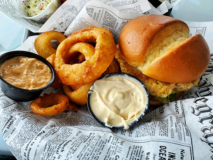 This isn't just a burger and onion rings; it's proof that The Chipper's talents extend beyond the sea and into serious comfort food territory.