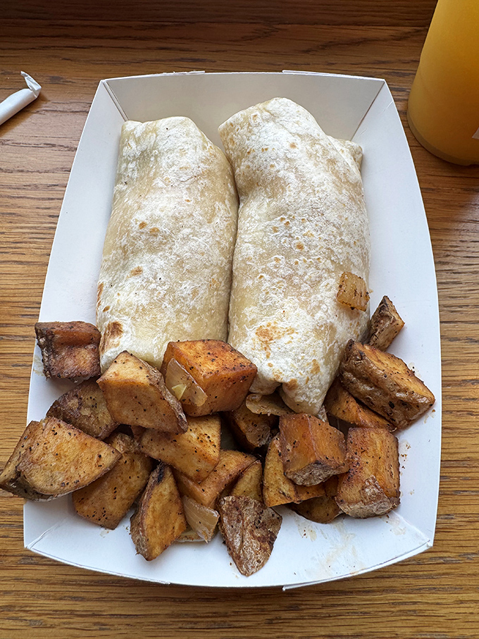 Breakfast burritos and home fries: the morning power duo that makes getting out of bed actually worth it.