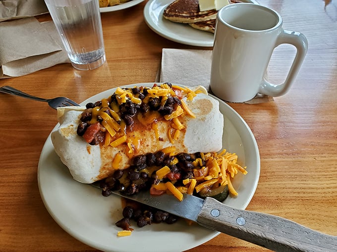 This isn't just a burrito&mdash;it's architectural genius wrapped in a flour tortilla, where beans and cheese achieve perfect harmony.