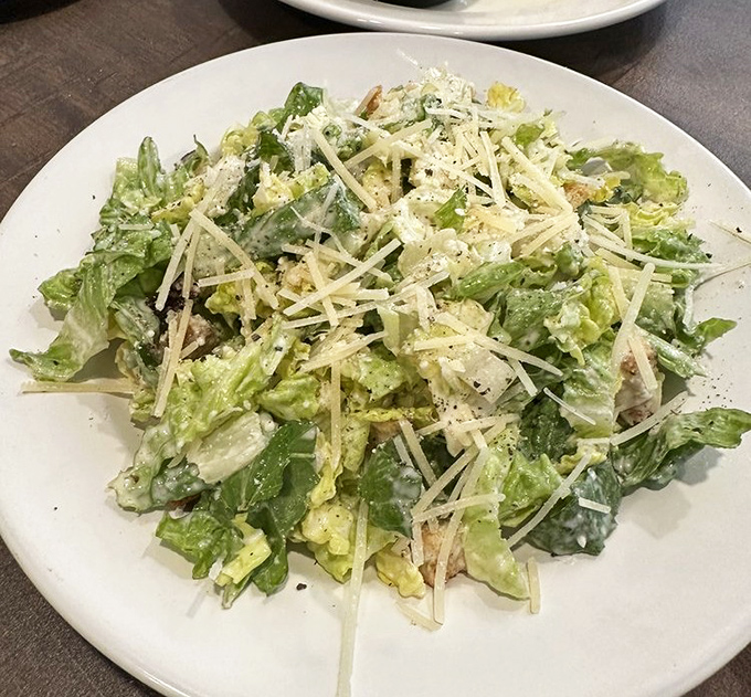 A Caesar salad that respects the classics&mdash;crisp romaine, generous Parmesan, and just the right amount of dressing. Sometimes tradition doesn't need reinvention.