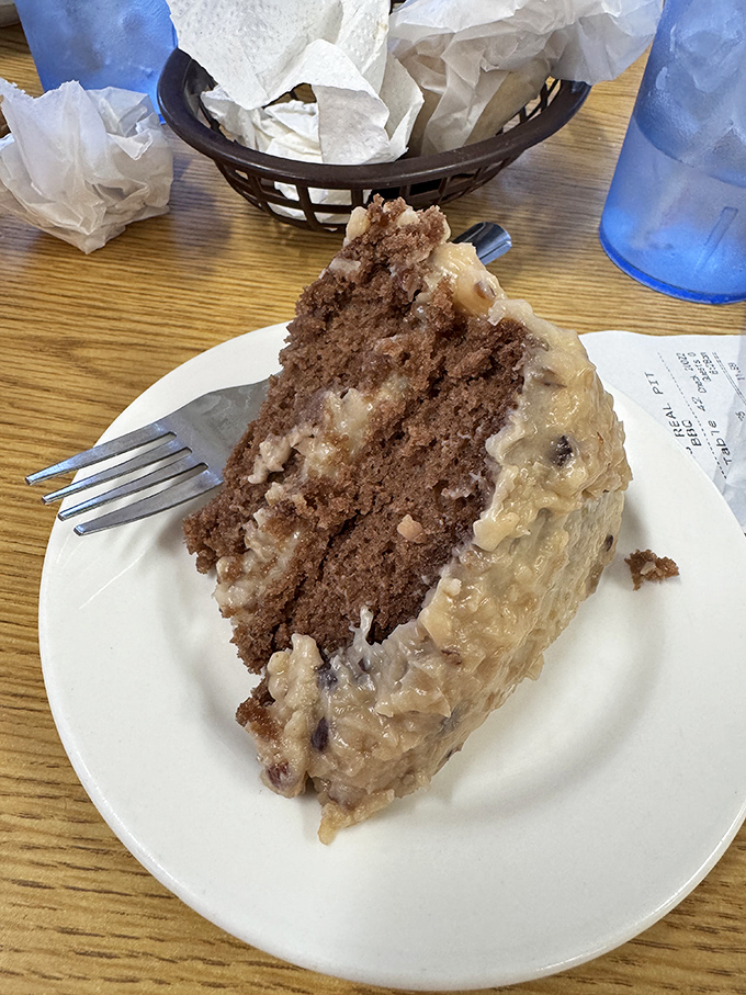 A slice of cake that doesn't care about being photogenic&mdash;it's too busy focusing on being absolutely delicious.