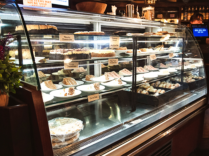 A dessert case that should come with a warning sign: "Prolonged viewing may result in ordering everything." Sweet tooth temptation central.