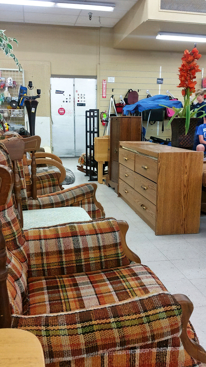Those plaid chairs have seen things&mdash;family dinners, heated Monopoly games, and now they're ready for your retro living room revival.