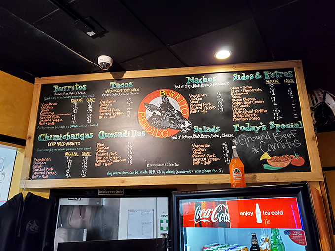 The chalkboard menu&mdash;a canvas of culinary possibilities. Like reading options for happiness rather than just food.