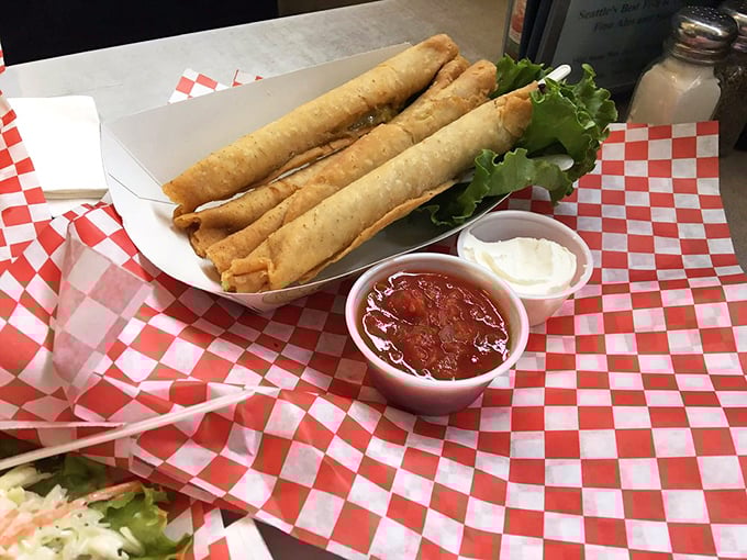 Crispy taquitos that crunch like autumn leaves. A surprising menu standout that proves Pacific Inn isn't just a one-trick pony.