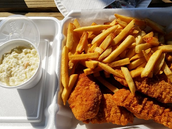 Chicken tenders and fries &ndash; the classic combo elevated to art form through perfect seasoning and impeccable timing.