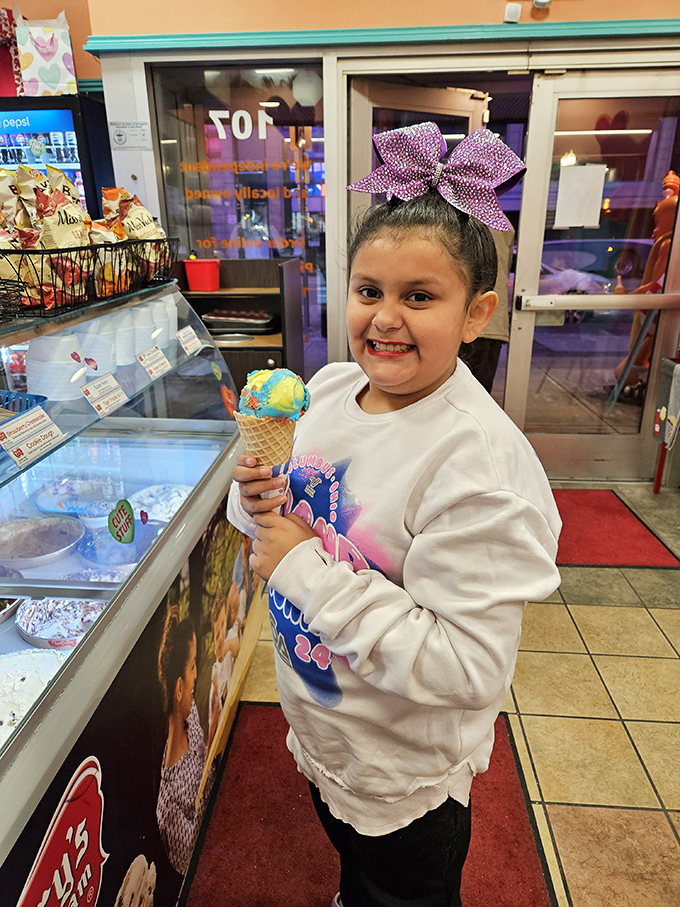 The look of pure ice cream happiness&mdash;childhood distilled into a single cone of swirled delight that makes Monday feel like Saturday.