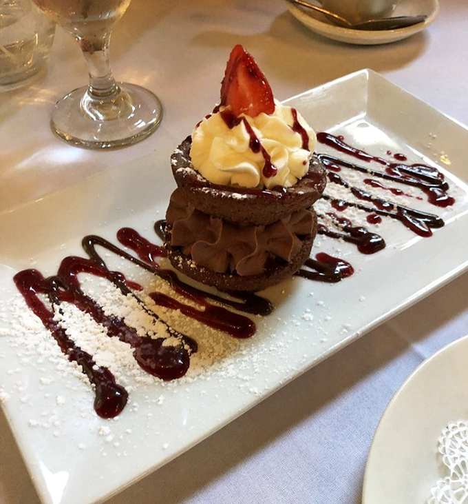 Not just dessert, but architecture—a chocolate tower of power that makes sharing seem like the worst idea you've had all day.