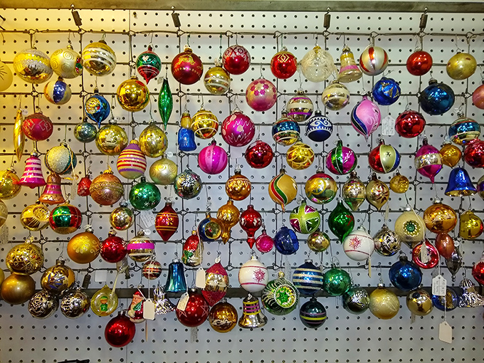 Christmas ornaments that have seen more holiday seasons than most of us. Each bauble holds decades of December memories waiting for new branches.