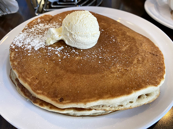 Behold the pancake in its purest form&mdash;a golden disk of breakfast perfection topped with a slowly melting scoop of butter and a dusting of powdered sugar.
