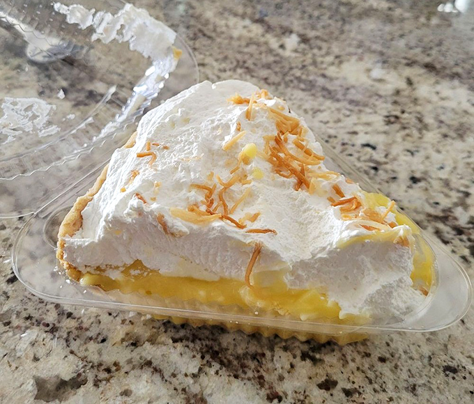 Coconut cream pie that transports you to a tropical paradise, if that paradise were filtered through the loving hands of an Illinois grandmother.