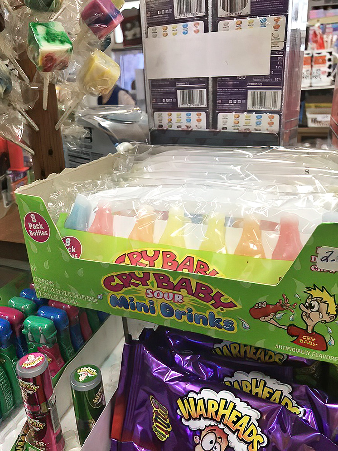 Cry Baby Sour Mini Drinks and Warheads: For those who believe pleasure should come with a side of facial contortion.