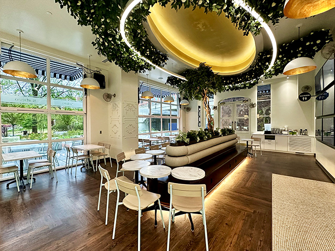 The circular ceiling garden creates a halo effect, as if the dessert gods themselves are blessing your indulgent decisions.