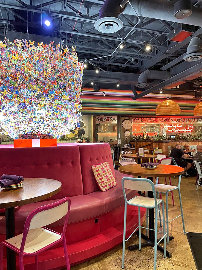 That explosion of color isn't just art&mdash;it's a conversation starter. Fat Rosie's knows ambiance is as important as the food itself.