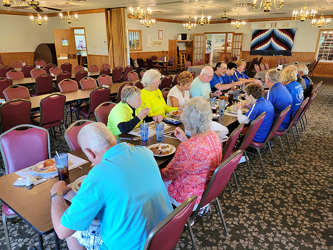 Multi-generational dining in action &ndash; where smartphones are forgotten and conversation flows as freely as the coffee. Remember those days?