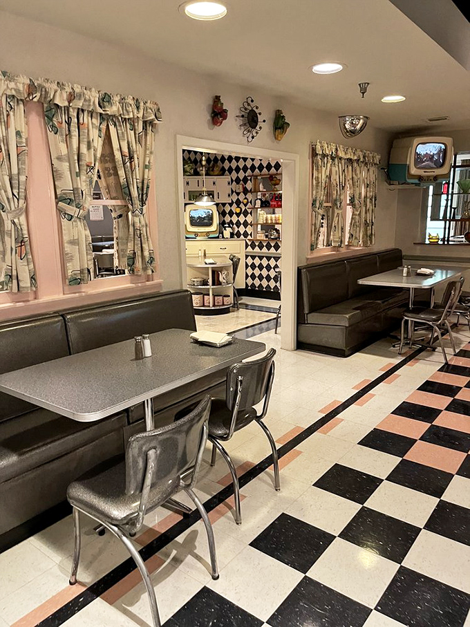 Black and white checkered floors lead to vinyl booths where families have been making memories over meatloaf for generations.