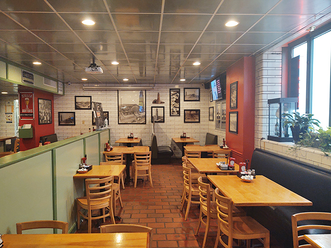 Simple wooden tables and classic chairs—no pretension here, just honest surroundings that let the food be the undisputed star of the show.