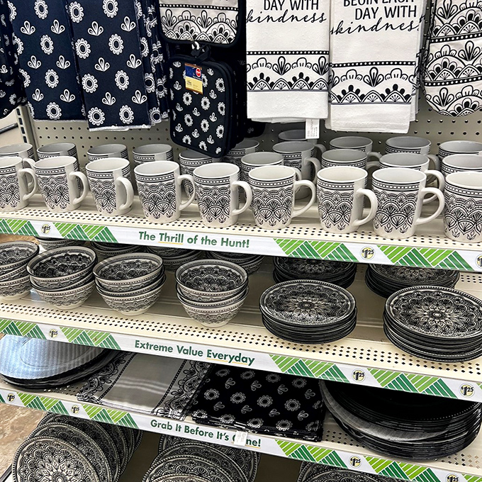 The black and white dinnerware collection looks straight out of a boutique home store, yet costs less than your morning latte.