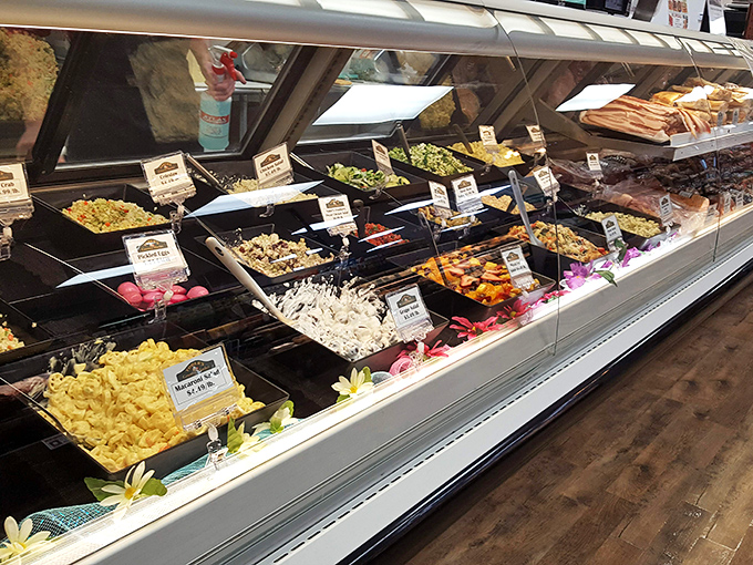 A deli case that puts metropolitan gourmet shops to shame. No pretension here, just generations of flavor wisdom on display.