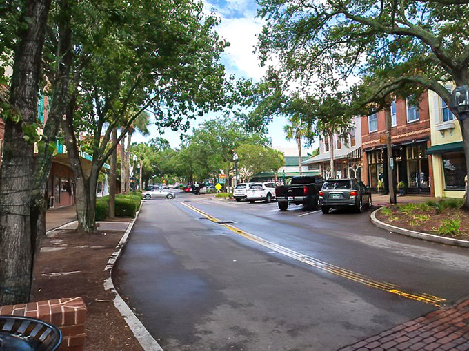 Oak-lined streets invite leisurely exploration, where the branches seem to whisper, "slow down, you're on island time now."