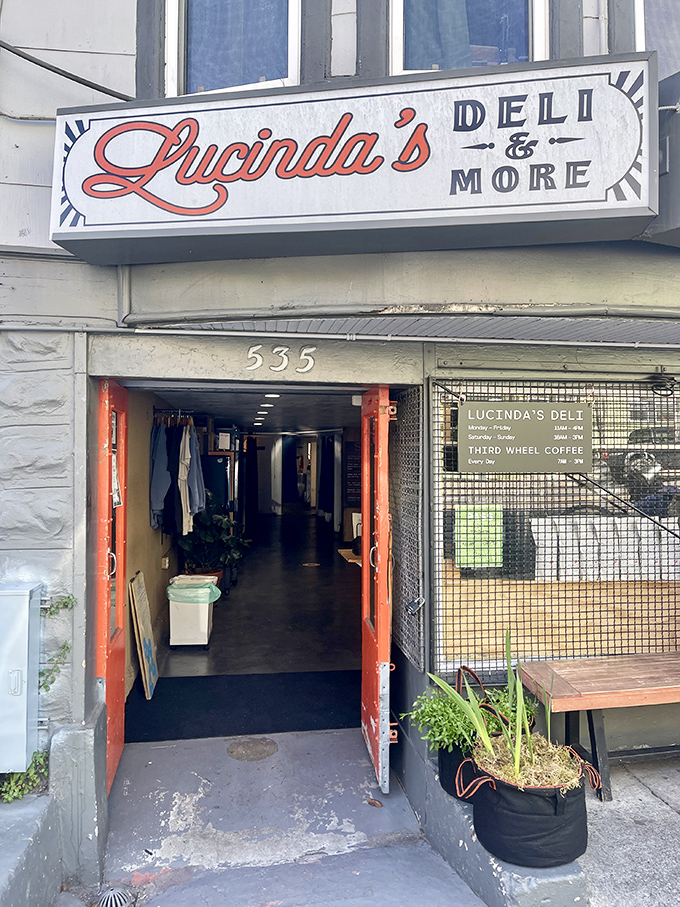 The entrance beckons like a portal to flavor country. Those bright orange doors might as well have a sign saying "Abandon diet, all ye who enter here."