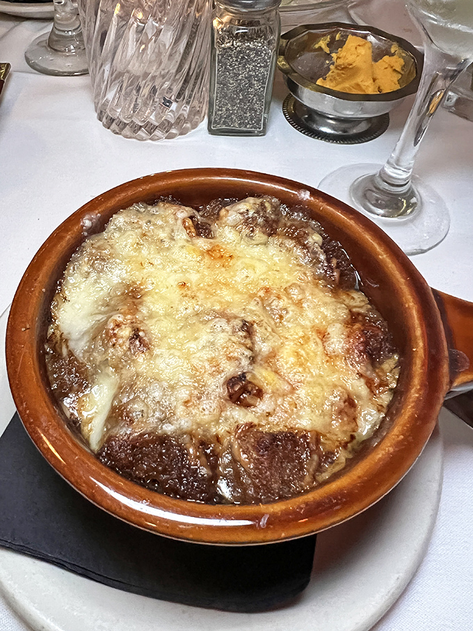 French onion soup that's achieved the perfect cheese-to-broth ratio&mdash;a bubbling cauldron of comfort that's worth the inevitable chin dribble.