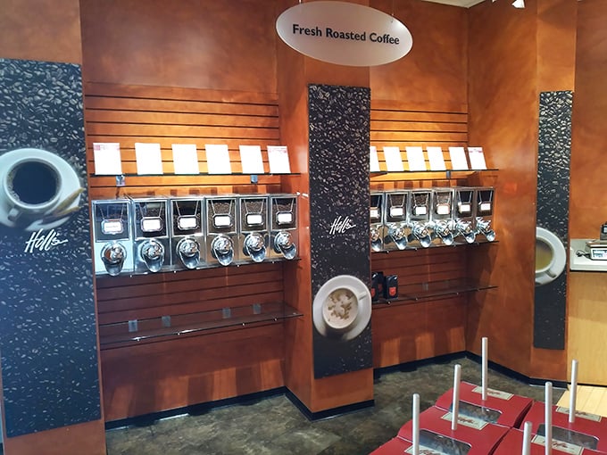 Fresh roasted coffee beans waiting to be ground&mdash;because what pairs better with fine chocolate than its faithful companion, coffee?