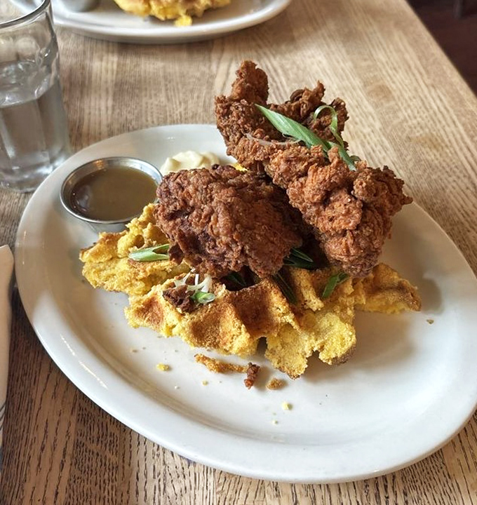 Fried chicken and waffles: the culinary odd couple that proves opposites attract. Sweet, savory, and utterly irresistible.