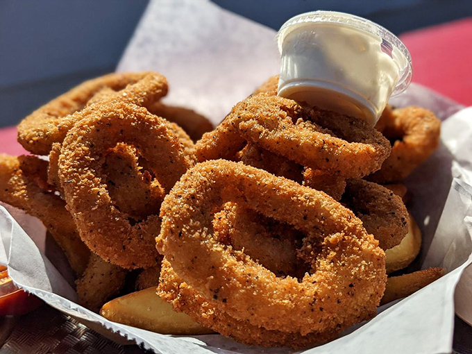 Crispy calamari rings that don't need a fancy presentation to make your taste buds stand at attention. The ocean's onion rings, only better.