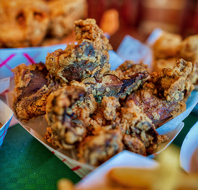 Fried livers—the dish that separates the culinary adventurers from the tourists. Rich, velvety centers with that signature Miller's crunch.