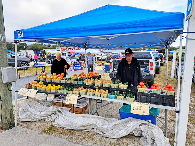 Farmers market meets flea market—the perfect marriage where you can buy both tonight's dinner and something to serve it on.