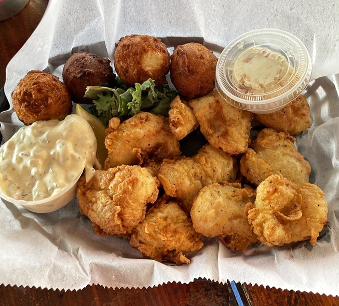 Grouper cheeks and hush puppies&mdash;the Florida equivalent of filet mignon and truffles, served unpretentiously on paper that will soon be soaked with deliciousness.